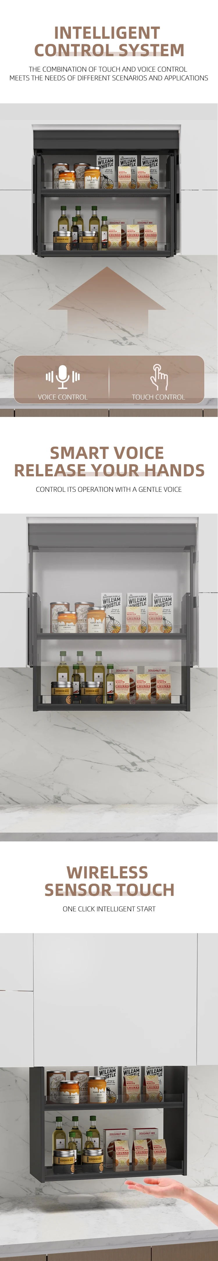 Smart Kitchen Wall Cabinet Lift System - Efficient Storage
