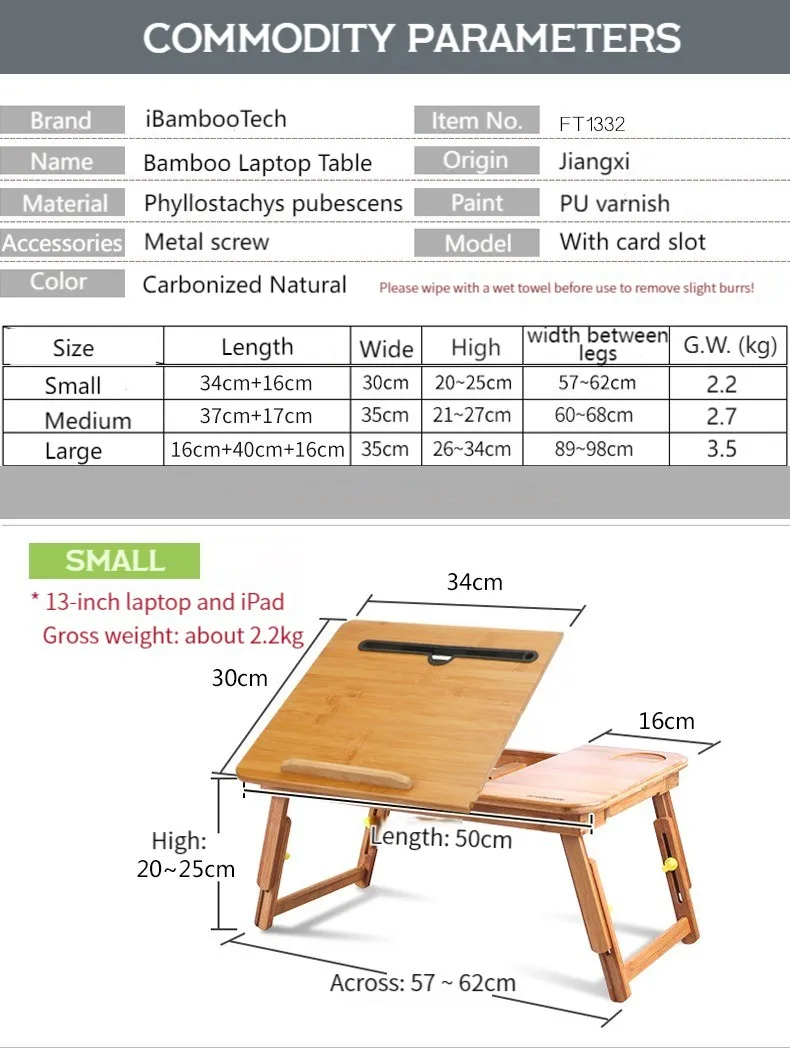 Bamboo Laptop Table - Adjustable, Portable, and Eco-friendly