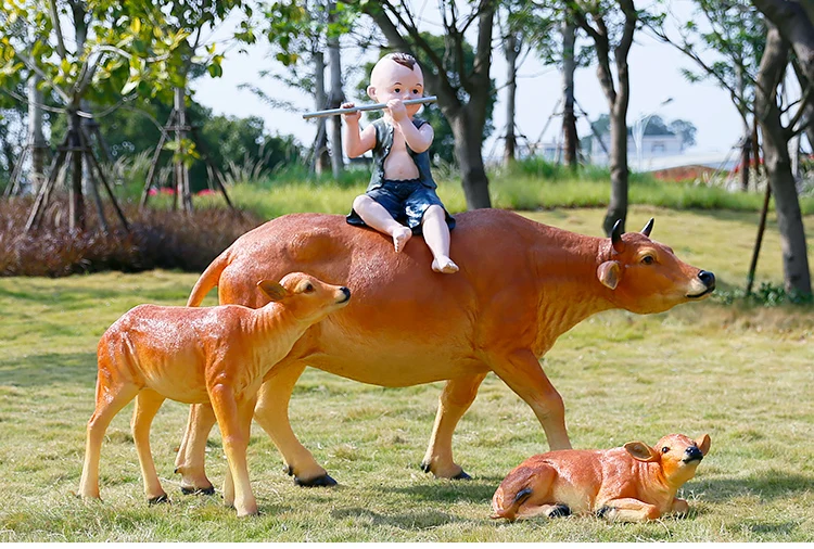 Life Size Cattle Cow Farming Sculpture Props - Resin Crafts