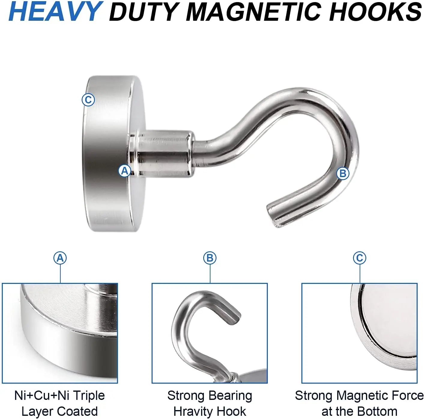 Industrial Hooks - Heavy Duty Neodymium Magnet Hangers
