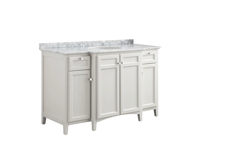 Modern 53 Inch Bathroom Vanities Drawer Storage Solid Wood And Carrara ...