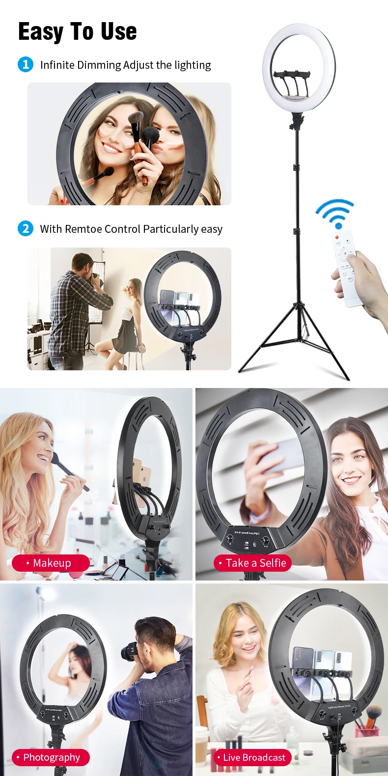 2024 18inch Led Selfie Ring Light For Live Streaming Game Tiktok Makeup ...