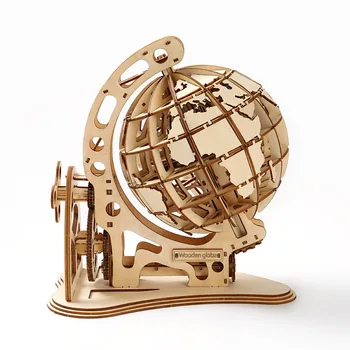 Creative Mechanical Diy 3d Globe Wooden Puzzle Game Toy Gift Children ...