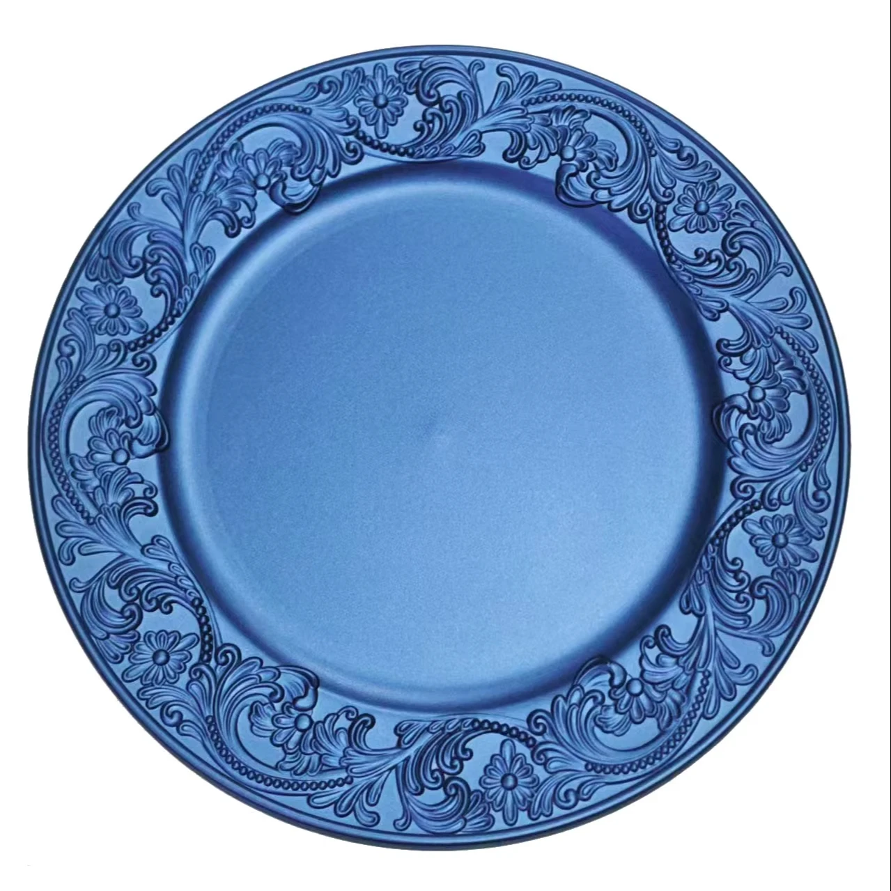 Simple Luxury 13-inch Plastic Plate Lightweight Flower Design Charger ...