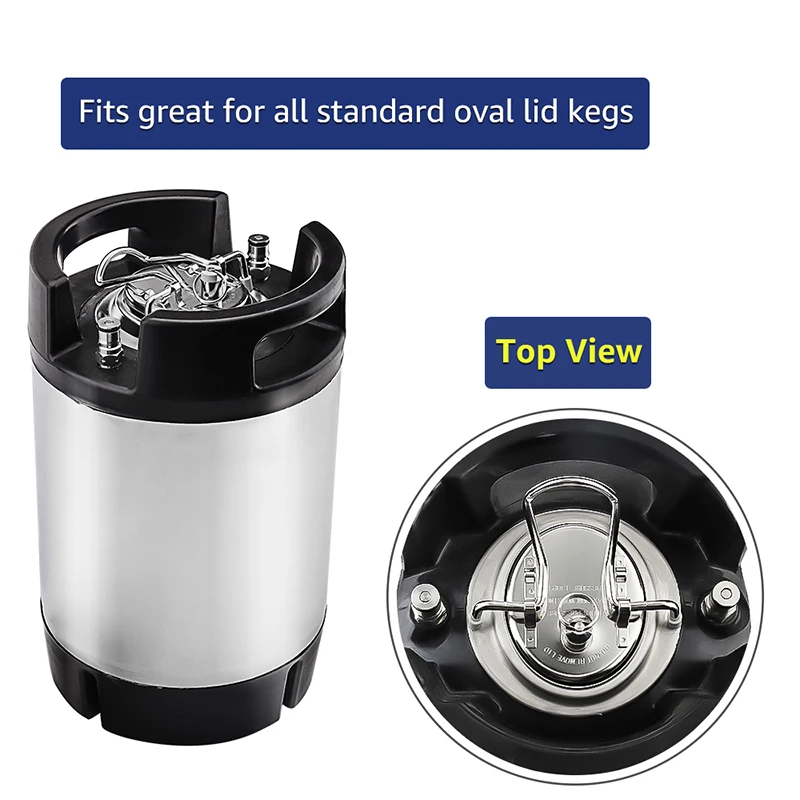 2.5 Gallon Stainless Steel Ball Lock Keg with Rubber Handle