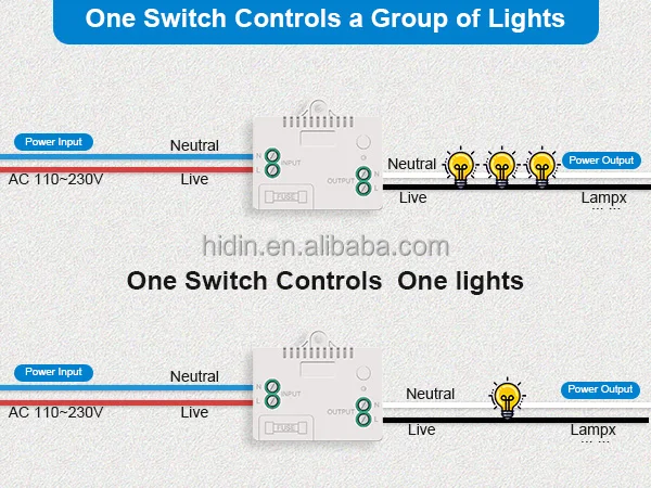 Self-powered Wireless Light Switch And Receiver Kit 433mhz Wireless ...
