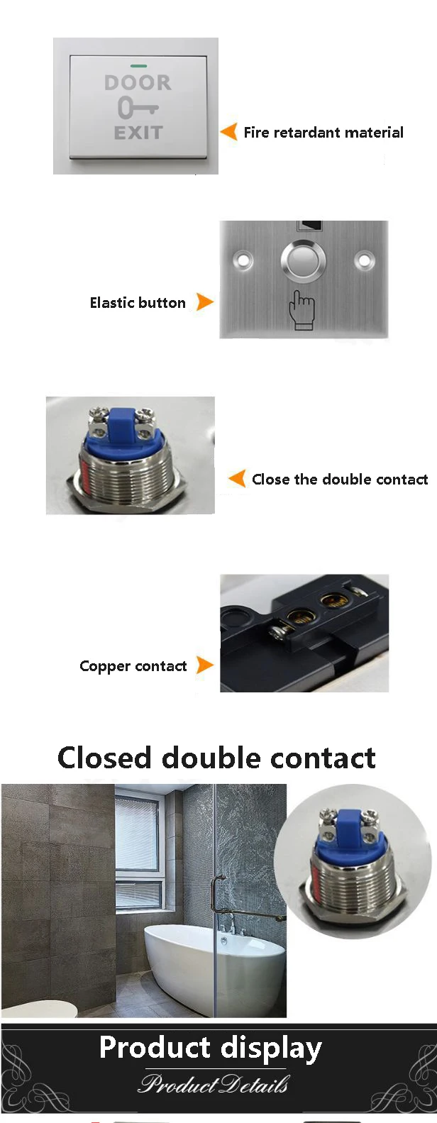 Stainless Steel Exit Button Push Switch Door Sensor Opener Release For ...