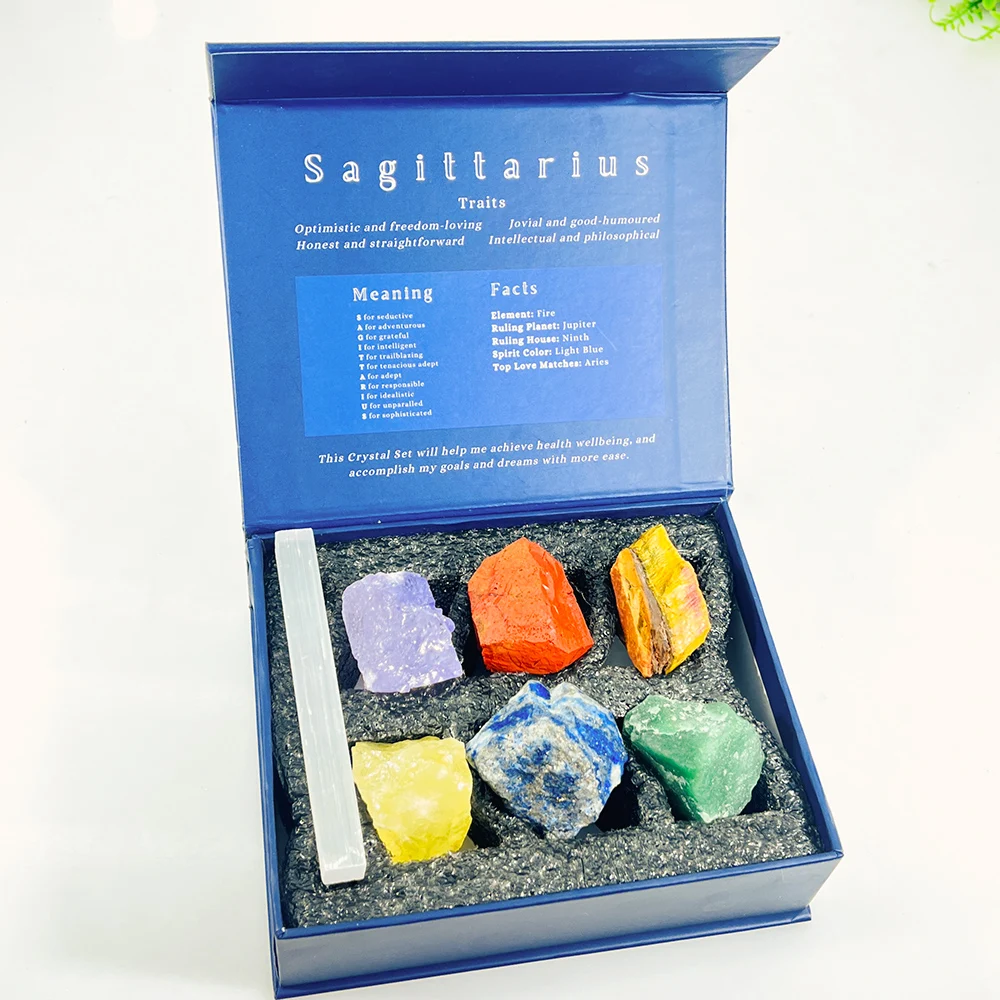 New Arrival Twelve Constellation Stone Set natural crystal zodiac ...
