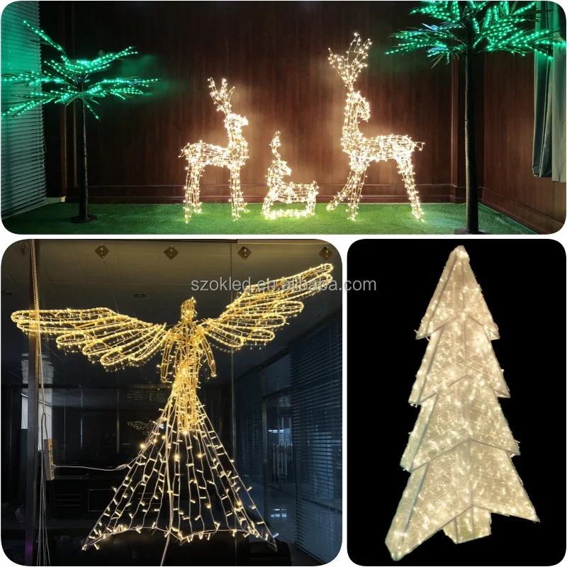 Outdoor Christmas Street Large LED Frame 2D 3D Deer Motif Light for ...