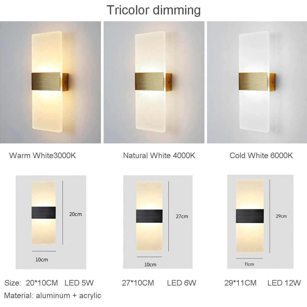 Hofoled Modern Wall Sconce Led Wall Light Up Down Lighting Cold Warm ...