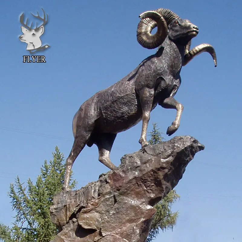 Outdoor Park Metal Animal Sculpture Life Size Bronze Ibex Statue ...