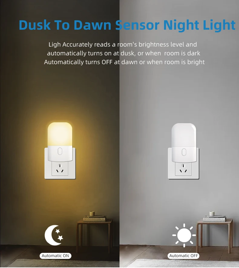 Led Night Light Mini Light Sensor Control 110v 220v Eu Us Plug In ...