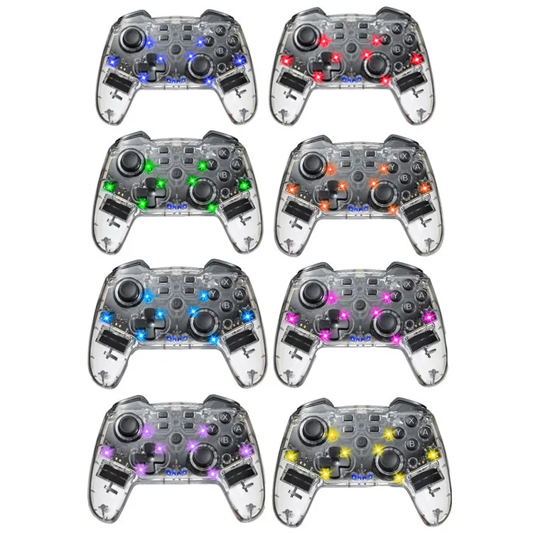 Transparent Wireless Pro Game Controller with LED Light Wake-up Six ...