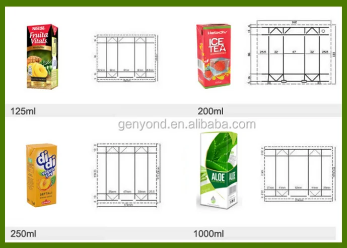 200 to 1000ml SQ UHT Milk Juice Drinks Beverage Aseptic Brick Shape ...