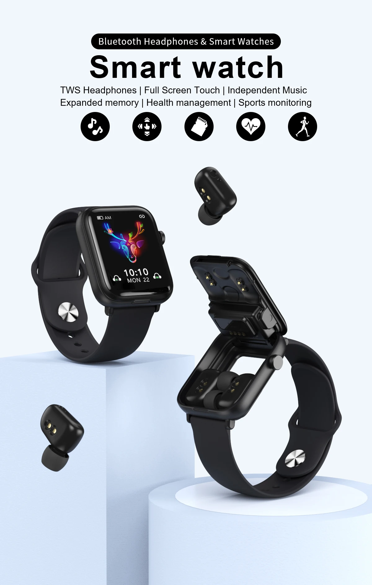 Newly Arrival Wireless Earbuds Bt Earphone 2 In 1 Smart Watch Tws ...