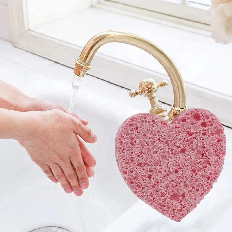 Heart Shape Compressed Facial Clean Sponge Biodegradable Water ...