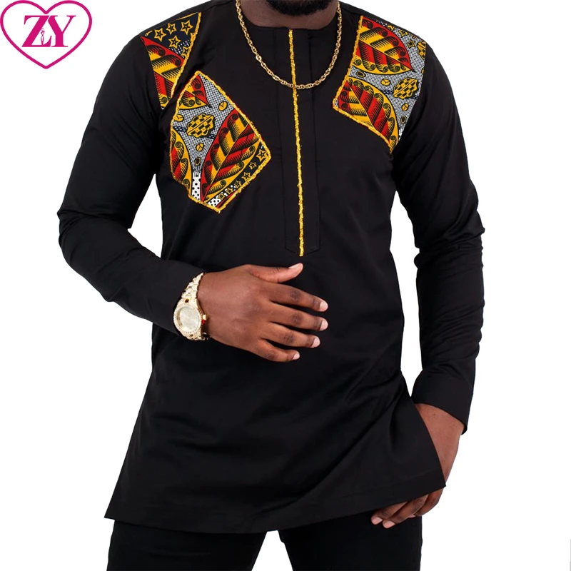 Latest Fashion African Kitenge Wax Print Long Sleeve Men's Shirt in ...