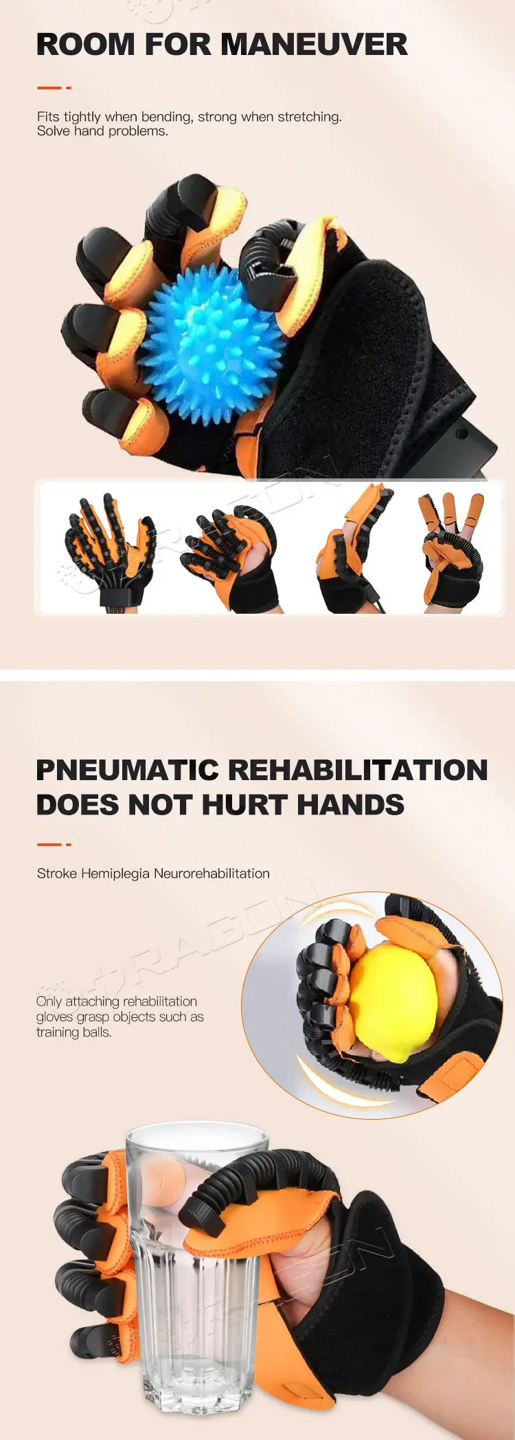 DRAGON Handheld New Hand Function Finger Stroke Exercise Rehabilitation ...
