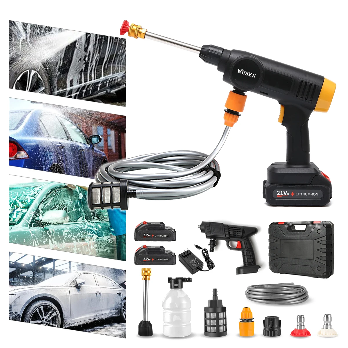 Carwash Wireless High Pressure Portable Car Washer Water Gun Self ...