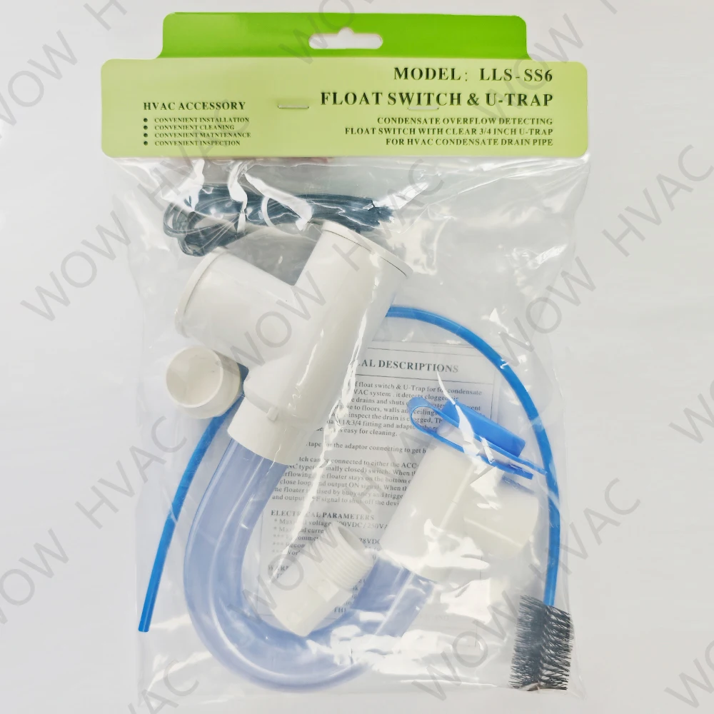 LLS-SS6 Float Switch and U Trap for HVAC Air Conditioner Drain Pan ...