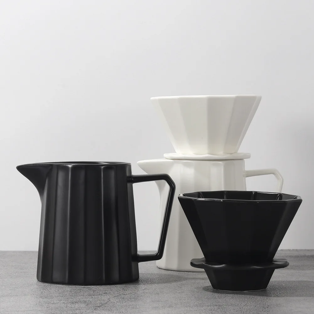 Ceramic Pour-over Coffee Filter Cup Set White/black - Buy Filter Set ...