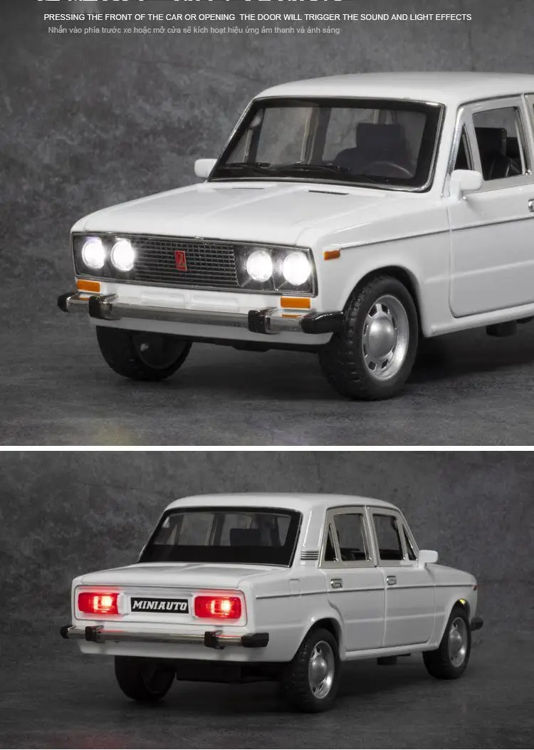 1:24 High Simulation Classic Lada 2106 Russian National Car Doors Can ...