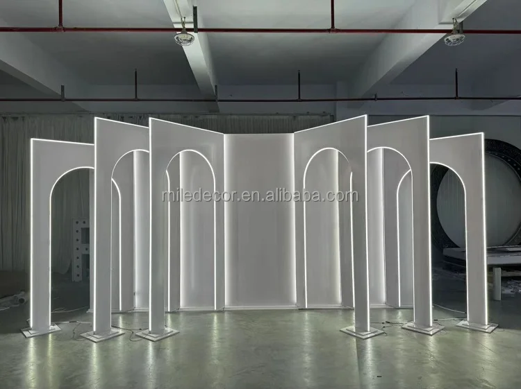 Elegant Wedding Backdrop Stage Decorations LED Acrylic PVC Arch