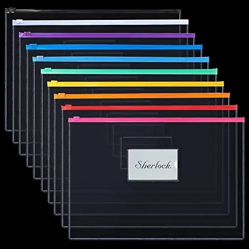 Blue Clear Plastic Slider Zip Lock Bags PVC Files Holder for A4 Paper ...