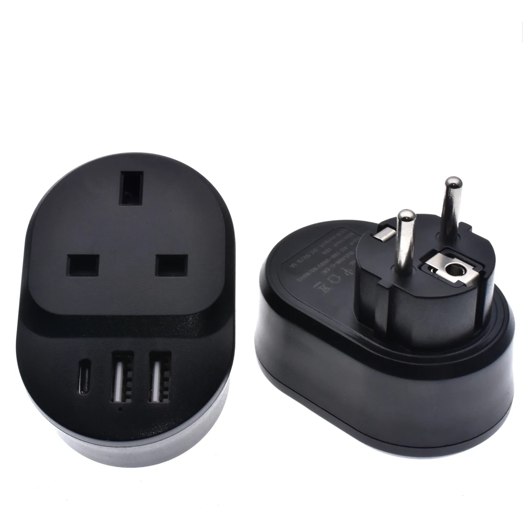 Germany France Travel Adaptor Grounded 4 in 1 UK Power Plug British ...