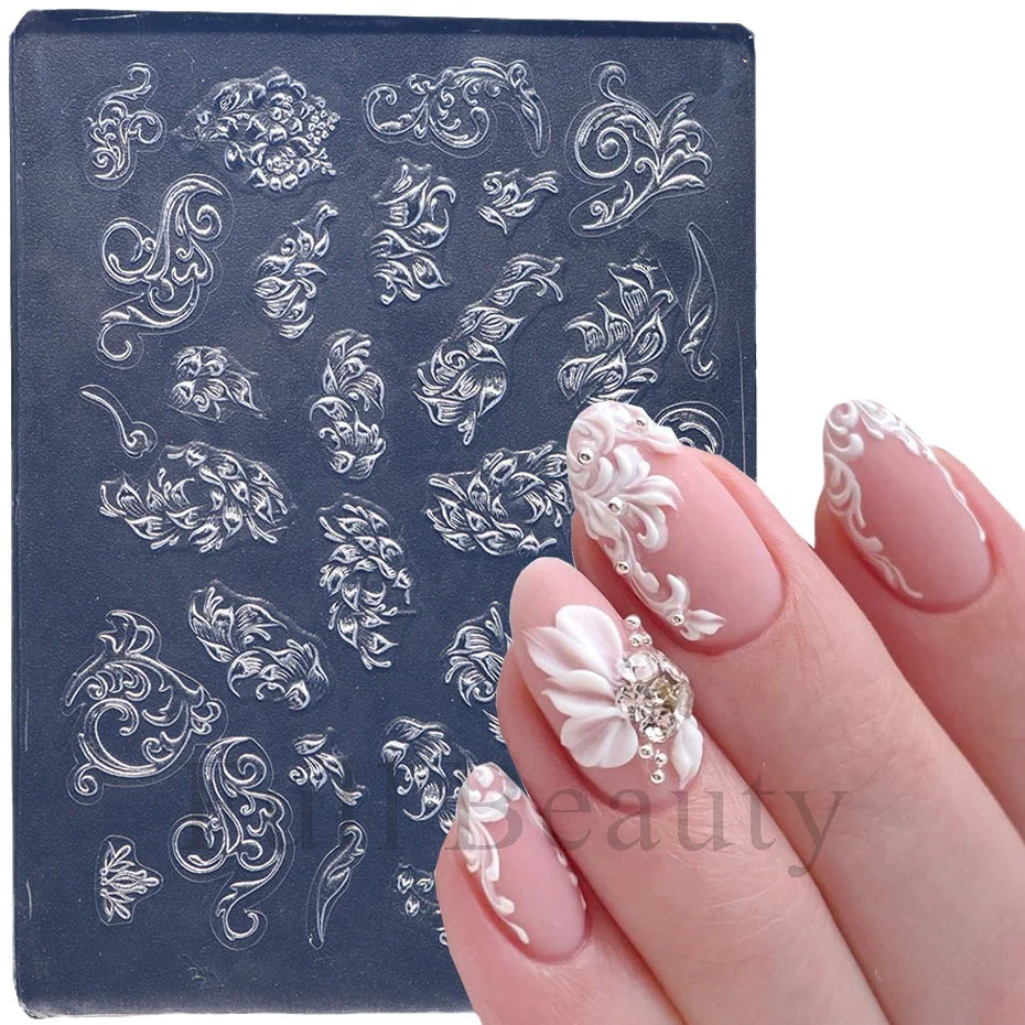3d Snowflakes Nail Art Silicone Mold Winter Sweaters Gel Print Stencils ...