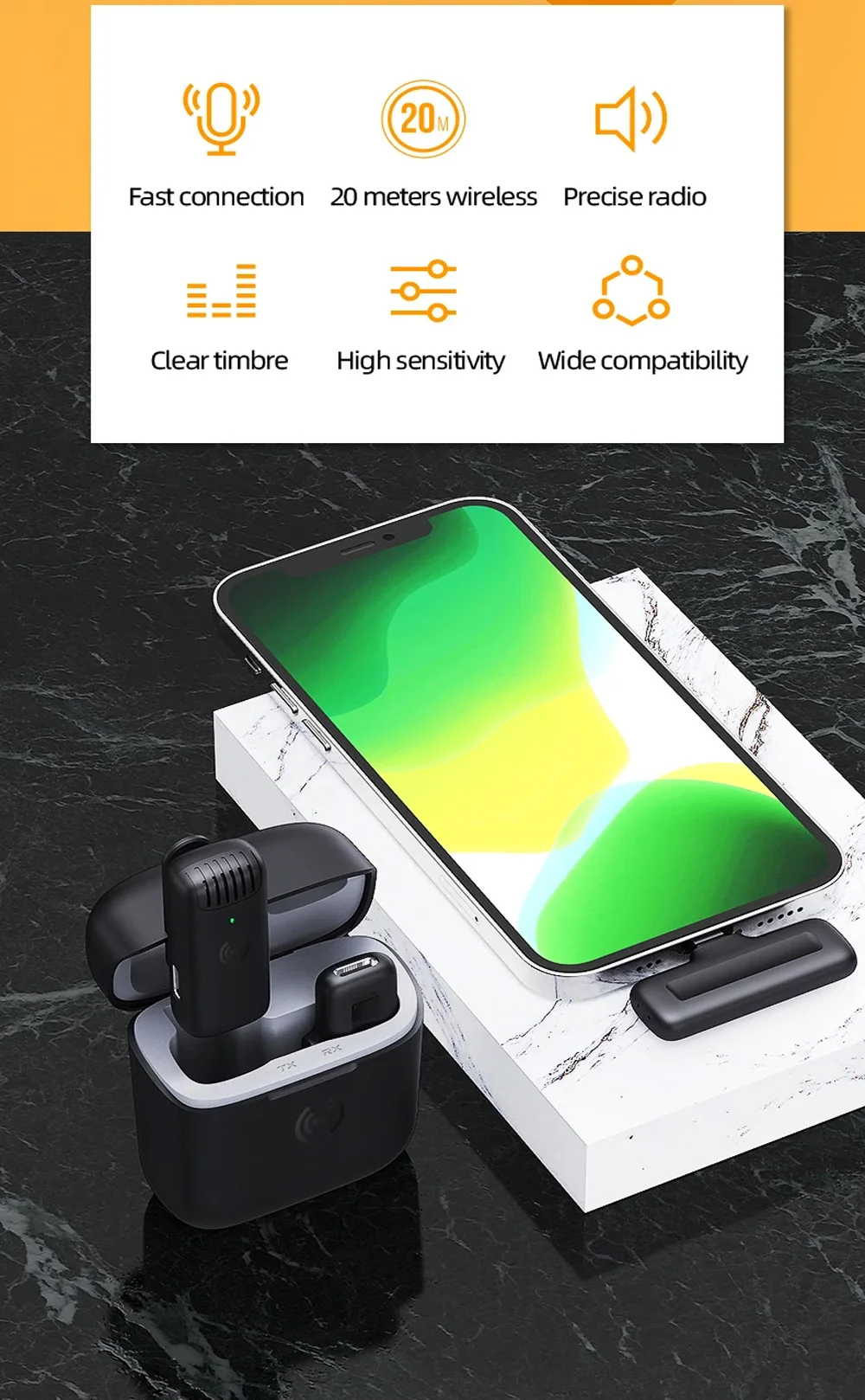 J11 Charging Box Lavalier Microphone Noise Reduction Mike 30m 2.4g ...