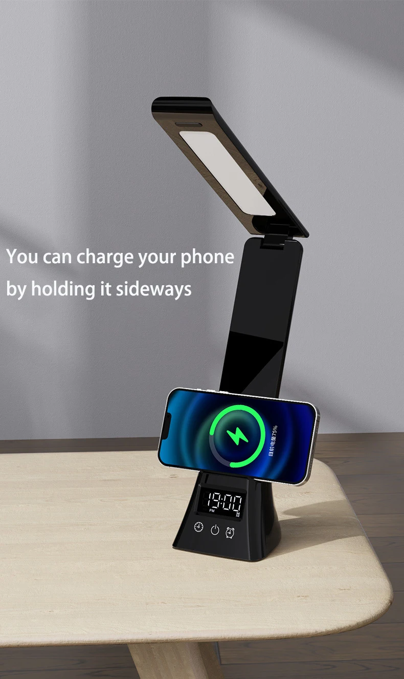 LED Touch Control Bedside Table Lamp with Wireless Charging - Dimmable ...