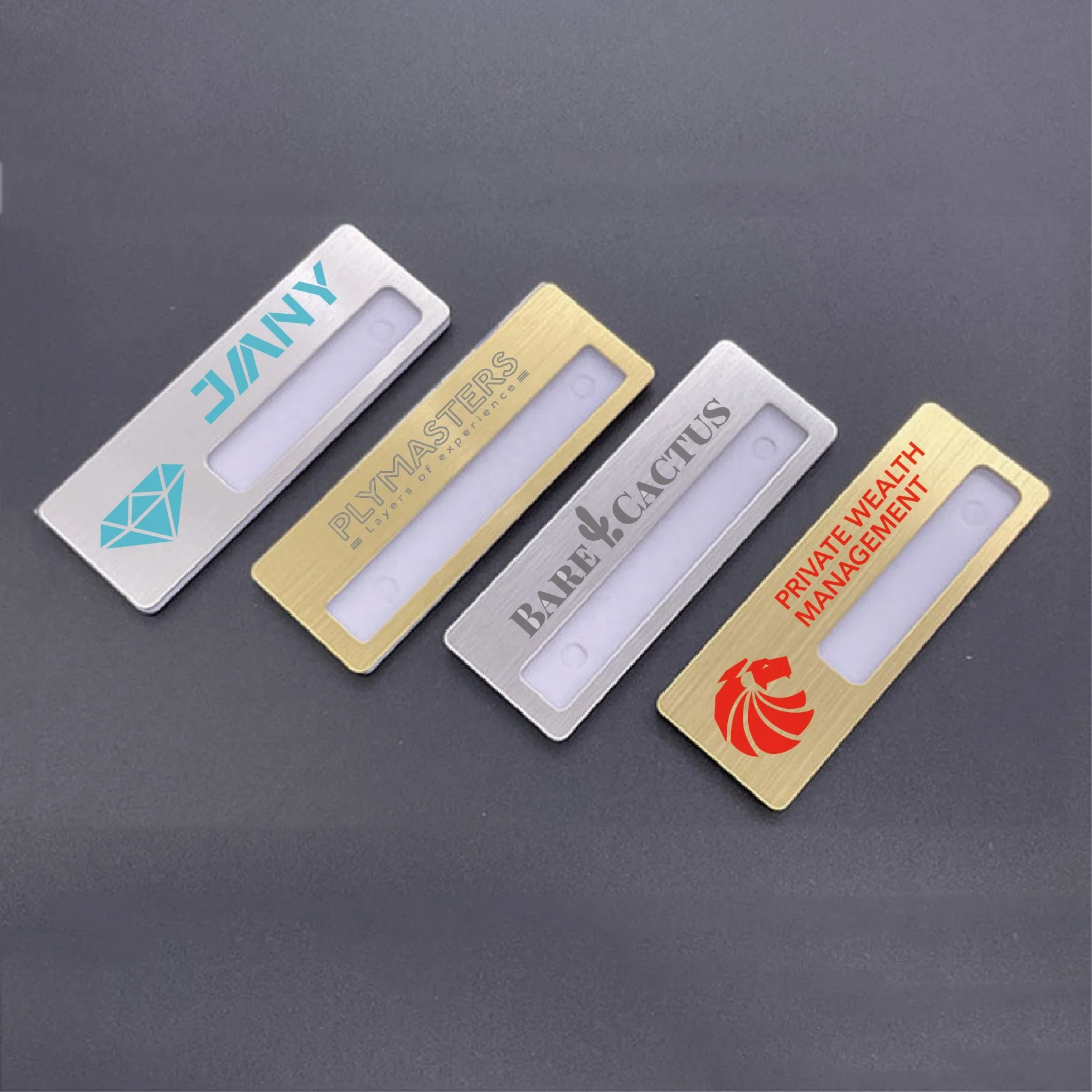 Customized Logo Brushed Stainless Steel Reusable Name Badges Tags with ...