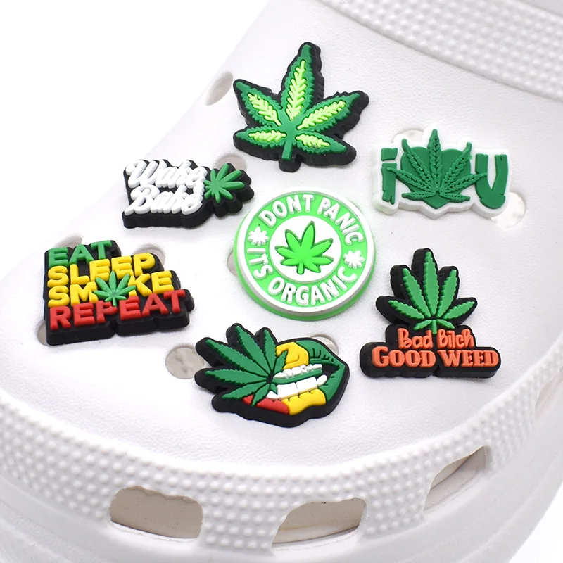 Pvc 420 Shoe Charm Leaf 420 Weed Croc Charms For Bracelet Party Gift ...