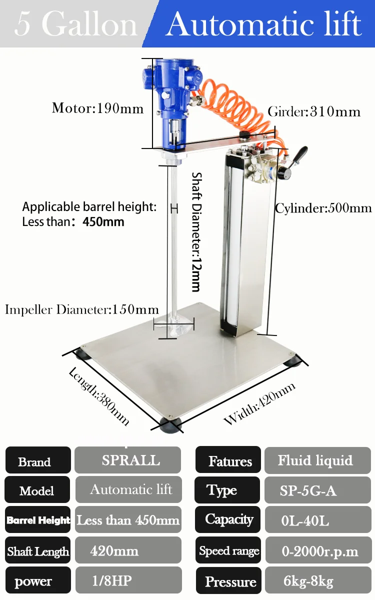 SPRALL High Speed Explosion Proof Agitator Mixer - 40L