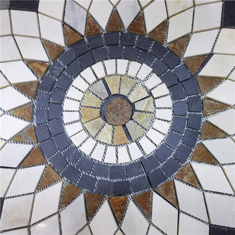 Decorative Slate Stone Mosaic Pattern Design Outdoor Paving Round ...