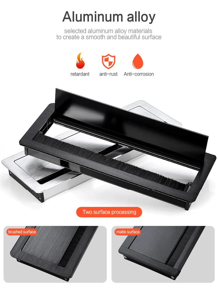 Rectangular Aluminum Desk Grommet Box for Office & OEM | Wholesale