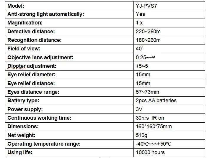 Outdoor Infrared Sight Night Scope PVS 7 - Long Range Vision