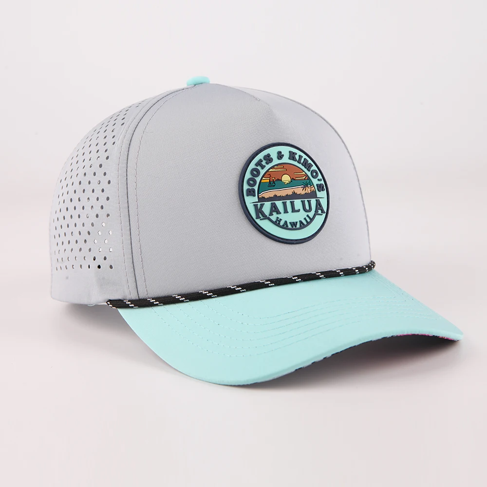 Custom 5 Panel Rubber Pvc Logo Rope Baseball Cap,Waterproof Laser Cut ...