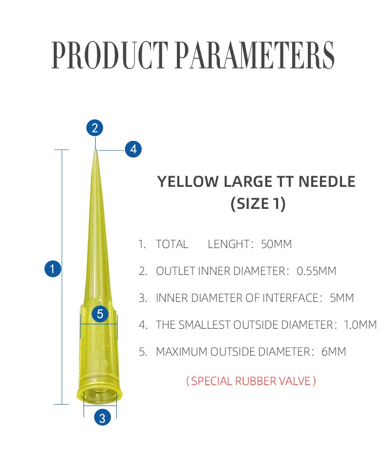 Tt Dispensing Needle Yellow Tapered Tube Design Lock Tip Adjustable ...