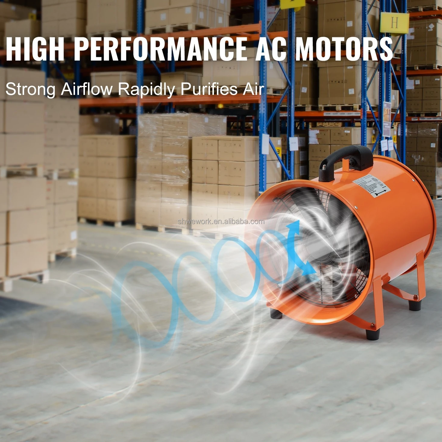 Wework 16 Inch Heavy Duty Cylinder Fan with 5M/10M Duct Hose for ...