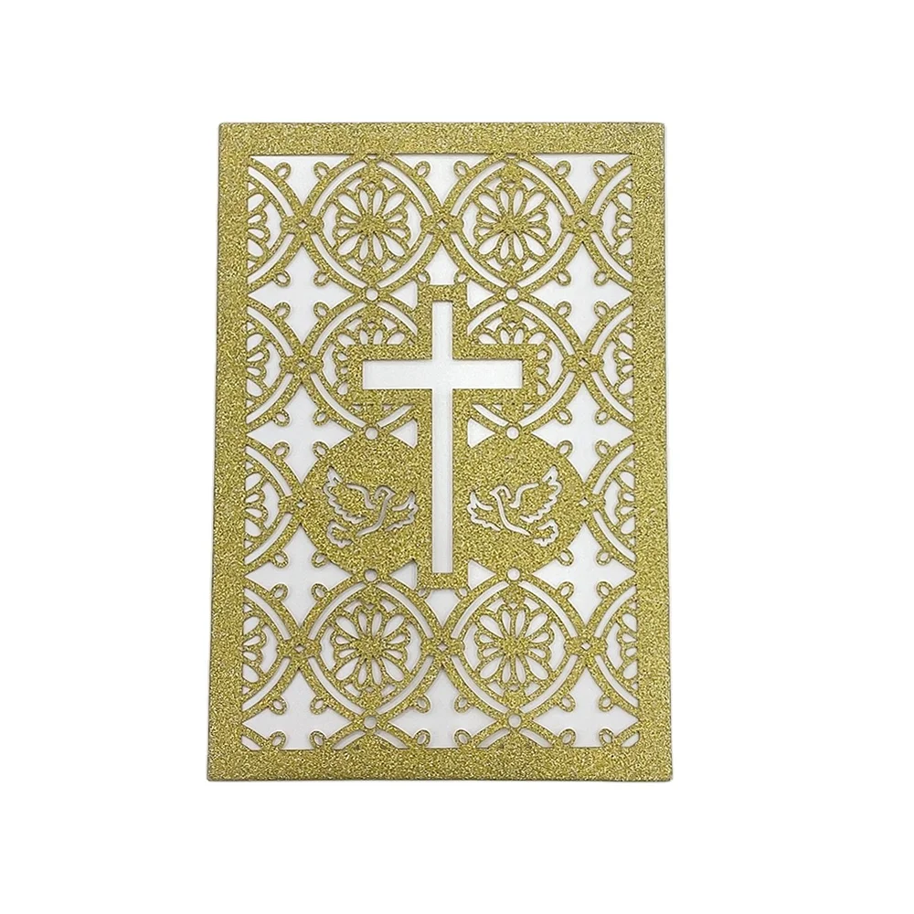 Crucifix Invitation Card Laser Cut Pocket Invitations Religious Gift ...