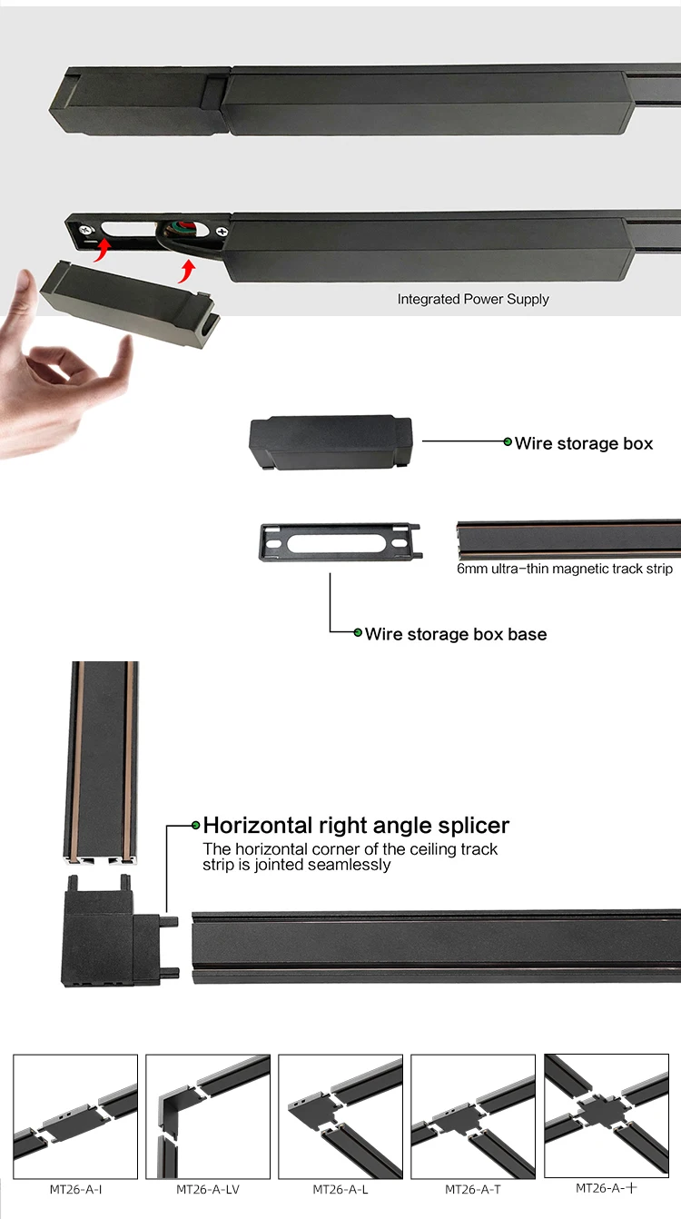 DGLUX Black Surface Linear Lighting System with Magnetic Track