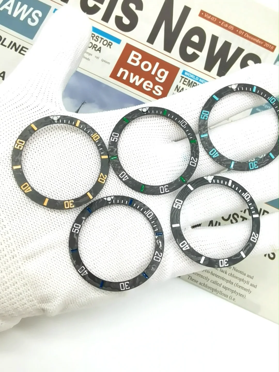 38mm Diw Carbbon Fiber Series Watch Bezel With Blue Luminous Sapphire ...