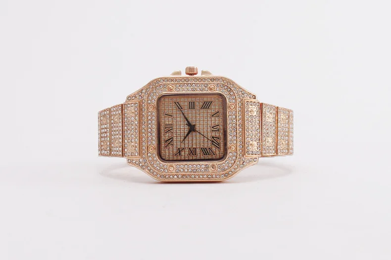 Oversize Square Dial Full Diamond Watches - Luxury & Style