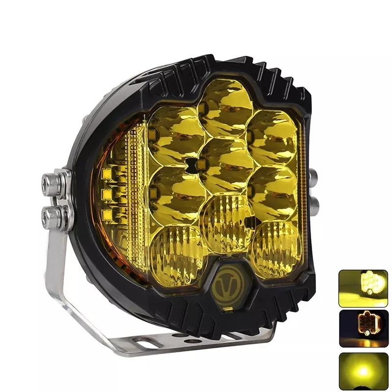 Round Led Work Light 5/7/9inch Led Truck Light 90w Dual Color Yellow ...