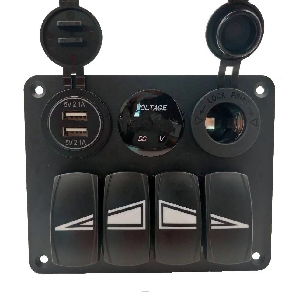 4 Gang Rocker Switch Panel 12v 4+3 Usb Car Bus Marine Blue Toggle ...