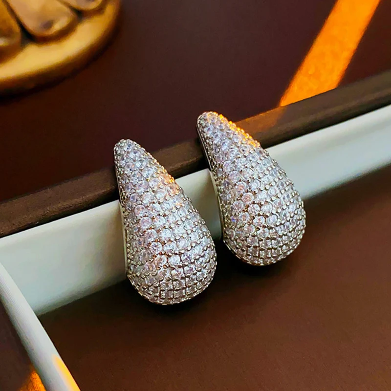 New Arrival Water Drop Earrings Cubic Zirconia Fashion Jewelry Silver ...