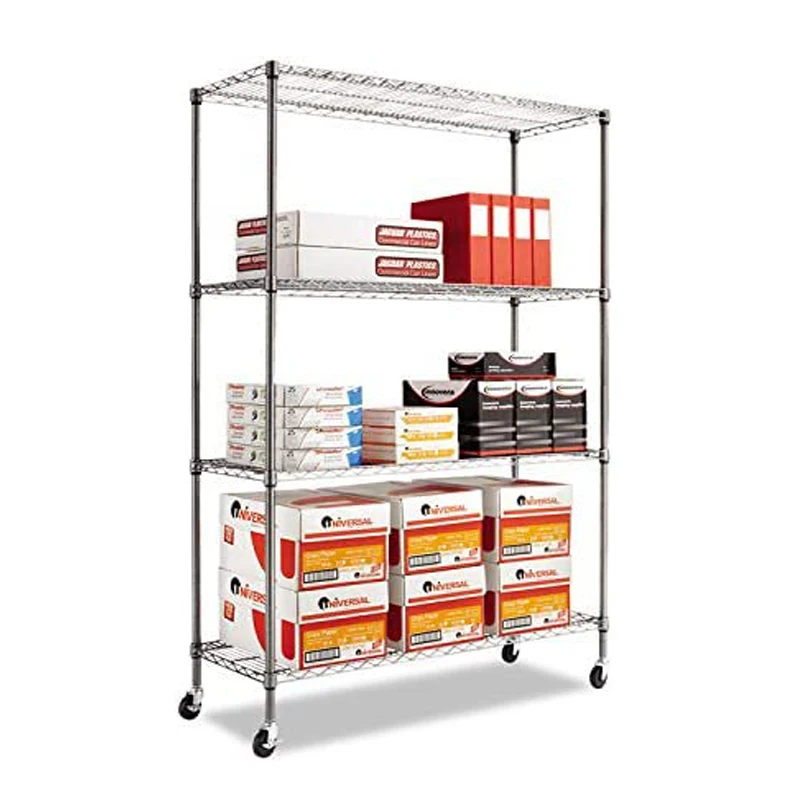 Complete Wire Shelving Unit With Caster Wheel Black Power Coating ...