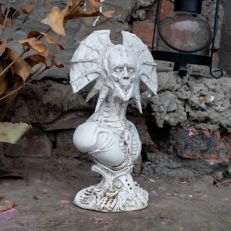 Highly Detailed Polyresin Horned Crimson Demon Skull With Horns Perfect ...